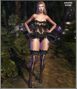 Second Life Marketplace - **ARIANA SHINE BLACK COMPLET OUTFIT**